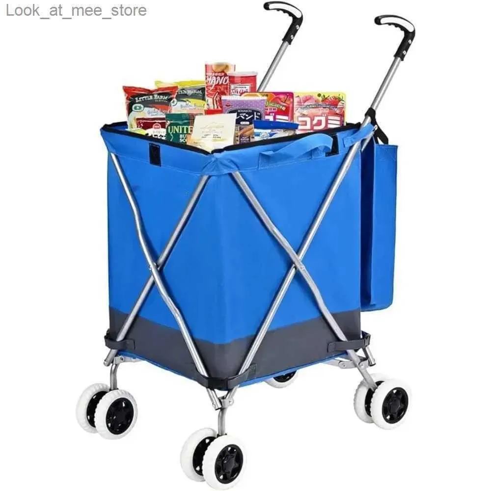 Folding Shopping Cart with Wheels - Heavy Duty Utility Cart, Waterproof ...