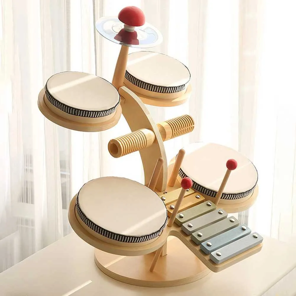 Baby's Drum Set: Wooden Musical Instrument Set for Kids, Toddlers, and ...