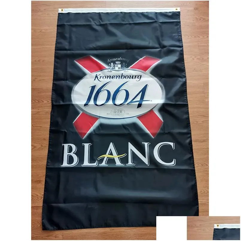 Banner Flags Kronenbourg 1664 Blanc Beer Flag 3x5ft 90cmx150cm Polyester Decoration Flying Home ...