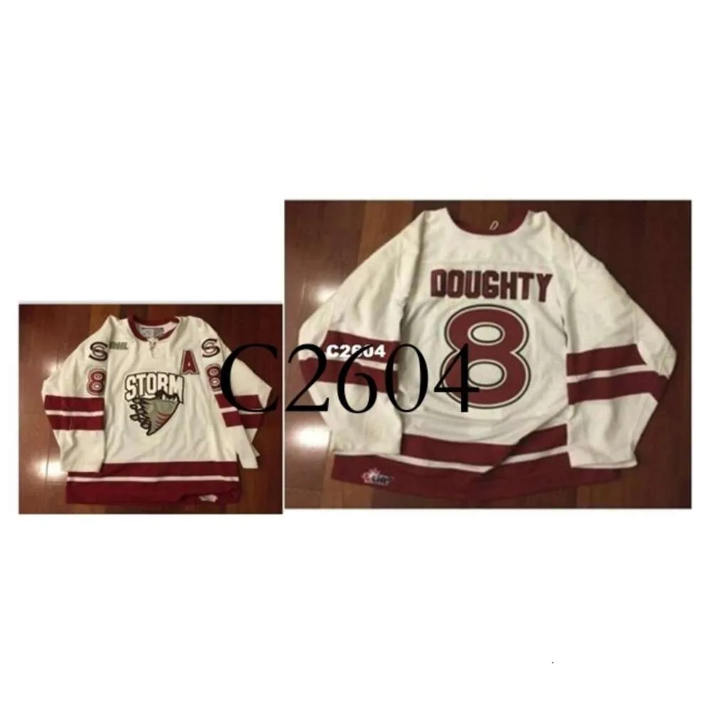 GC2604 Real Men Full Embroidery #8 OHL Guelph Storm Drew Doughty Hockey ...