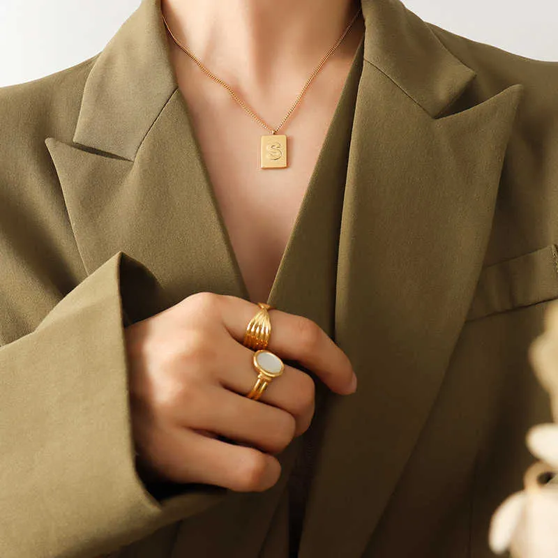 CEly Necklace Eyecatching design trendy letter necklace plated 18K gold ...