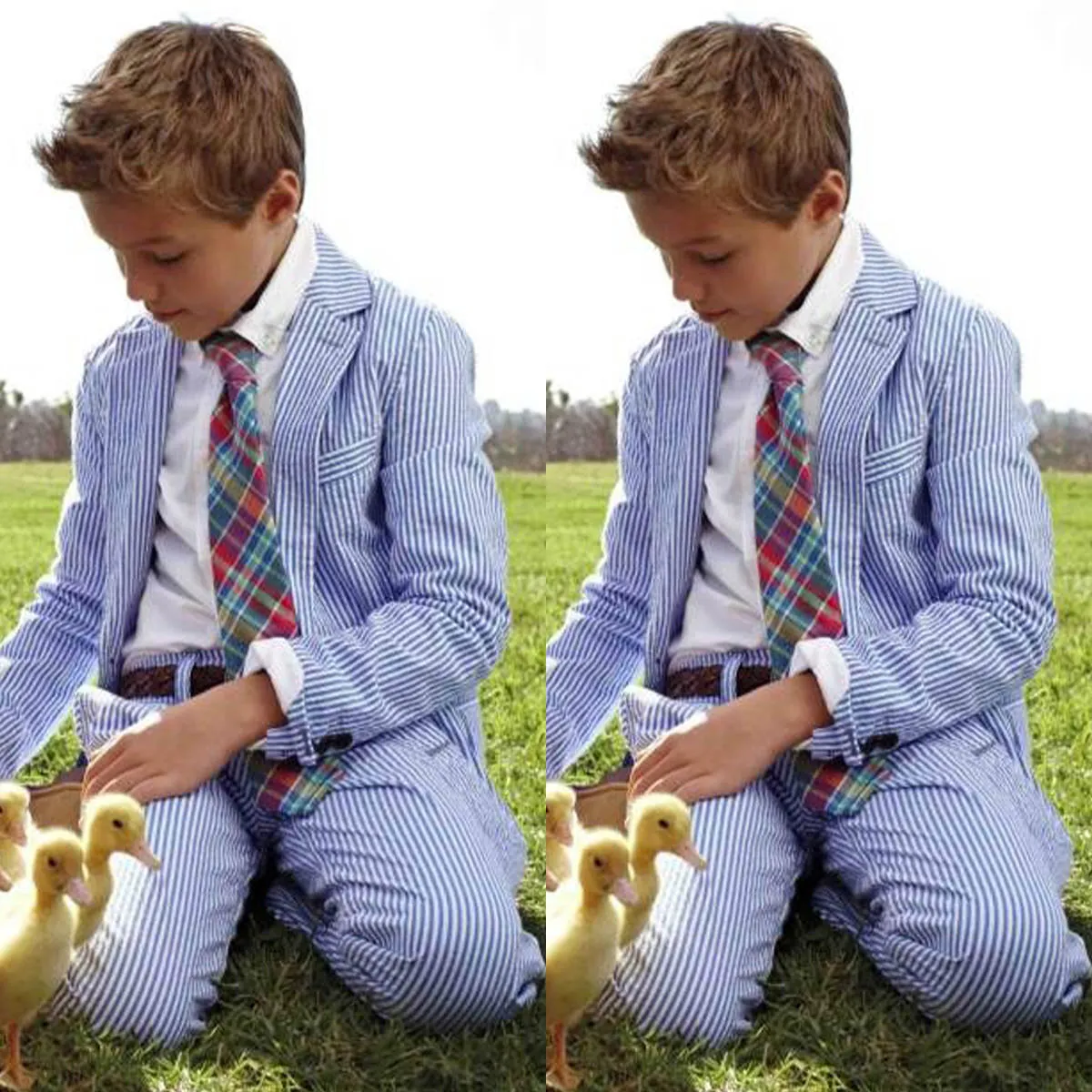 DHgate.com:Dapper Blue Striped 2-Piece Suit: Tailored Elegance for Boys ...