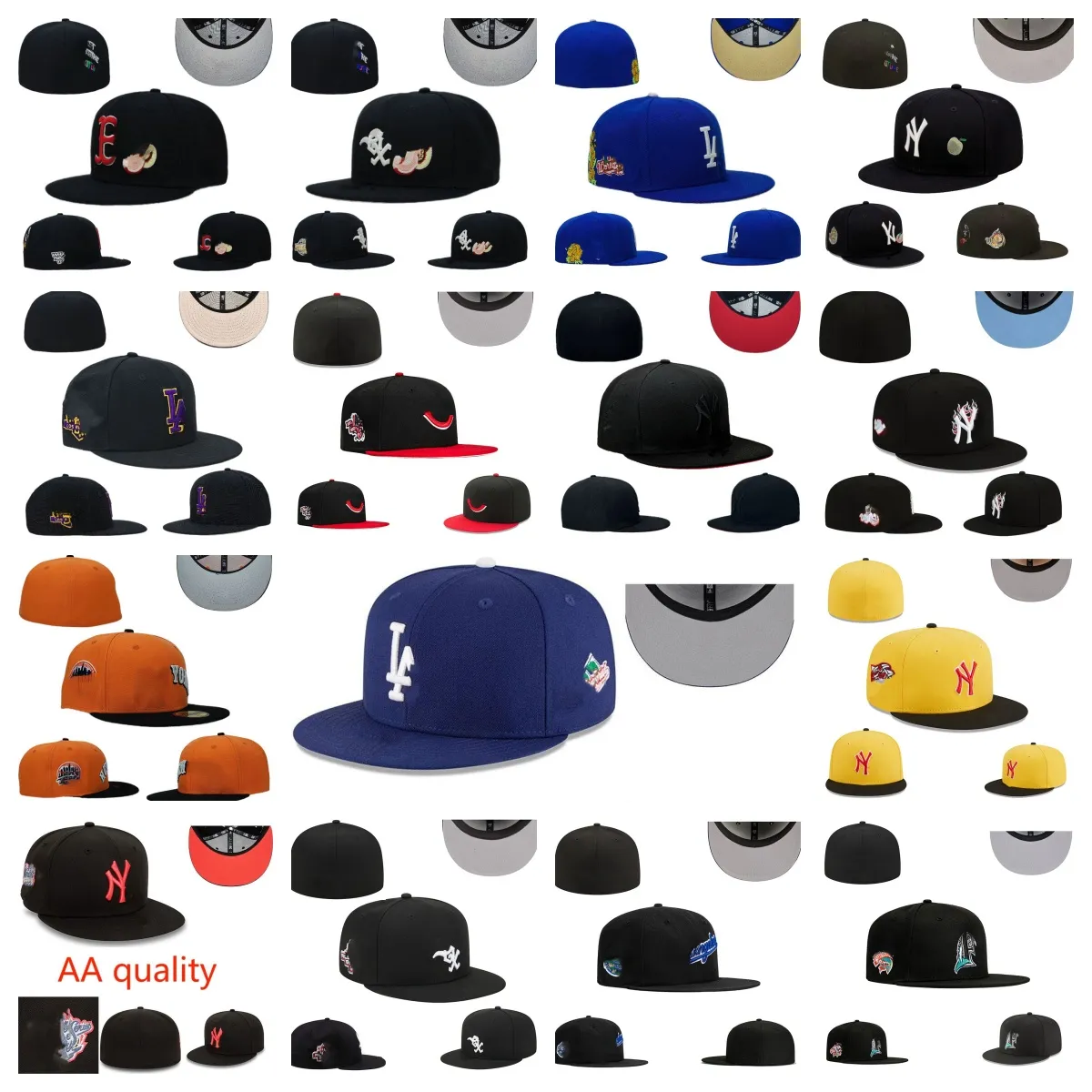 Fitted Baseball Caps: Designer Style, All Teams Logo, Size 7-8 55.8-63 ...
