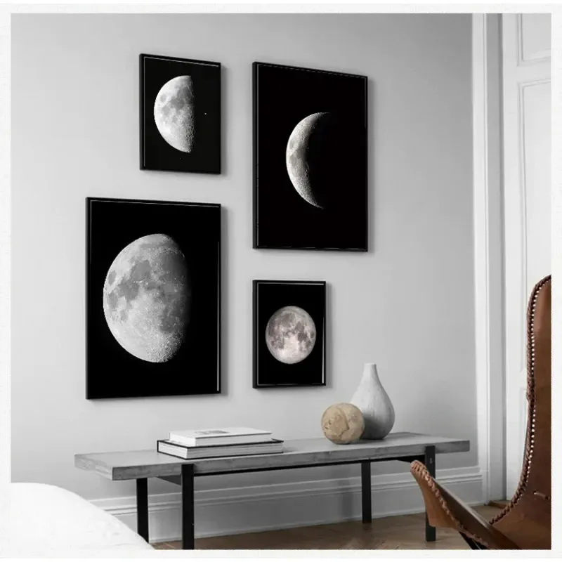 Modern Abstract Wall Art Moon Satellite Poster And Print Moon Phase ...