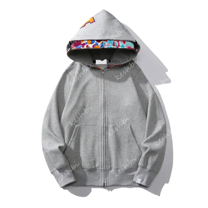 Designer Shark Hoodie For Men And Women Full Zip Up, Black Camouflage ...