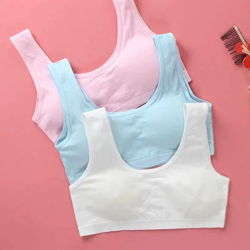 Breathable Cotton U-Broadband Short Vest Training Bra, 8-14Y Girls ...