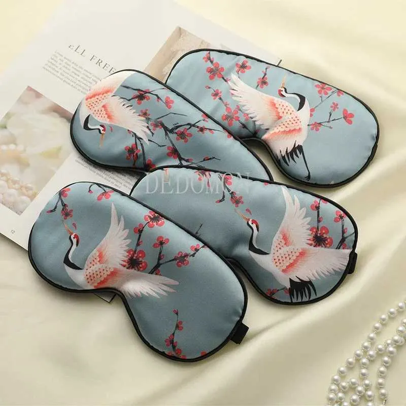 2024 Silk Sleep Mask for Men & Women | Soft Printed Crane Portable Eye ...