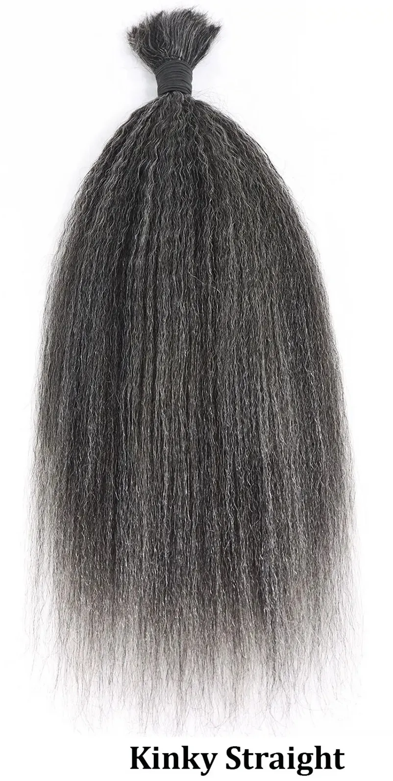 Kinky Straight Hair Bundles Yaki Straight Weave, Salt And Pepper Human Hair, Silver White With ...