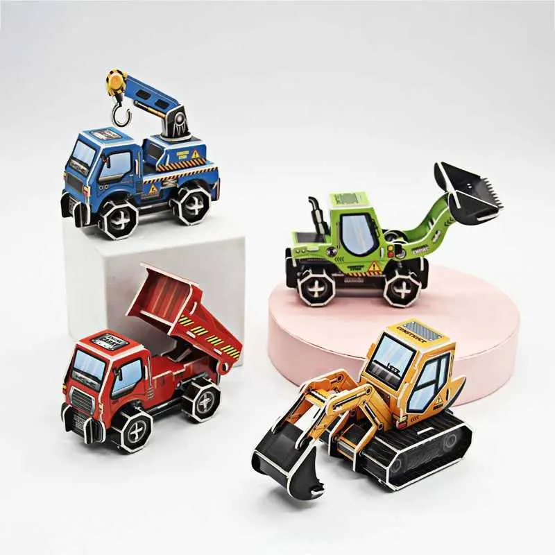 3D Puzzles Cardboard Engineering Vehicle Jigsaw Puzzle Excavator Truck ...