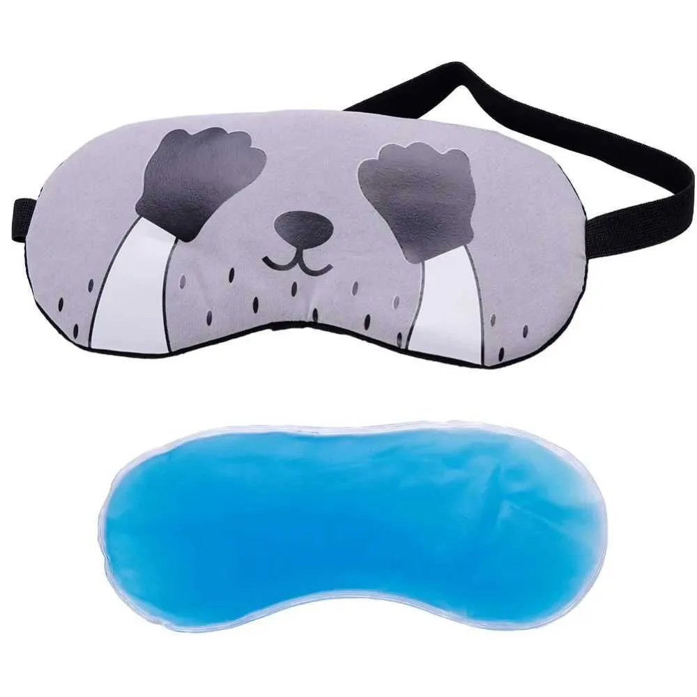 Cartoon cat sleep mask with soft gel ice compression for eye rest and ...