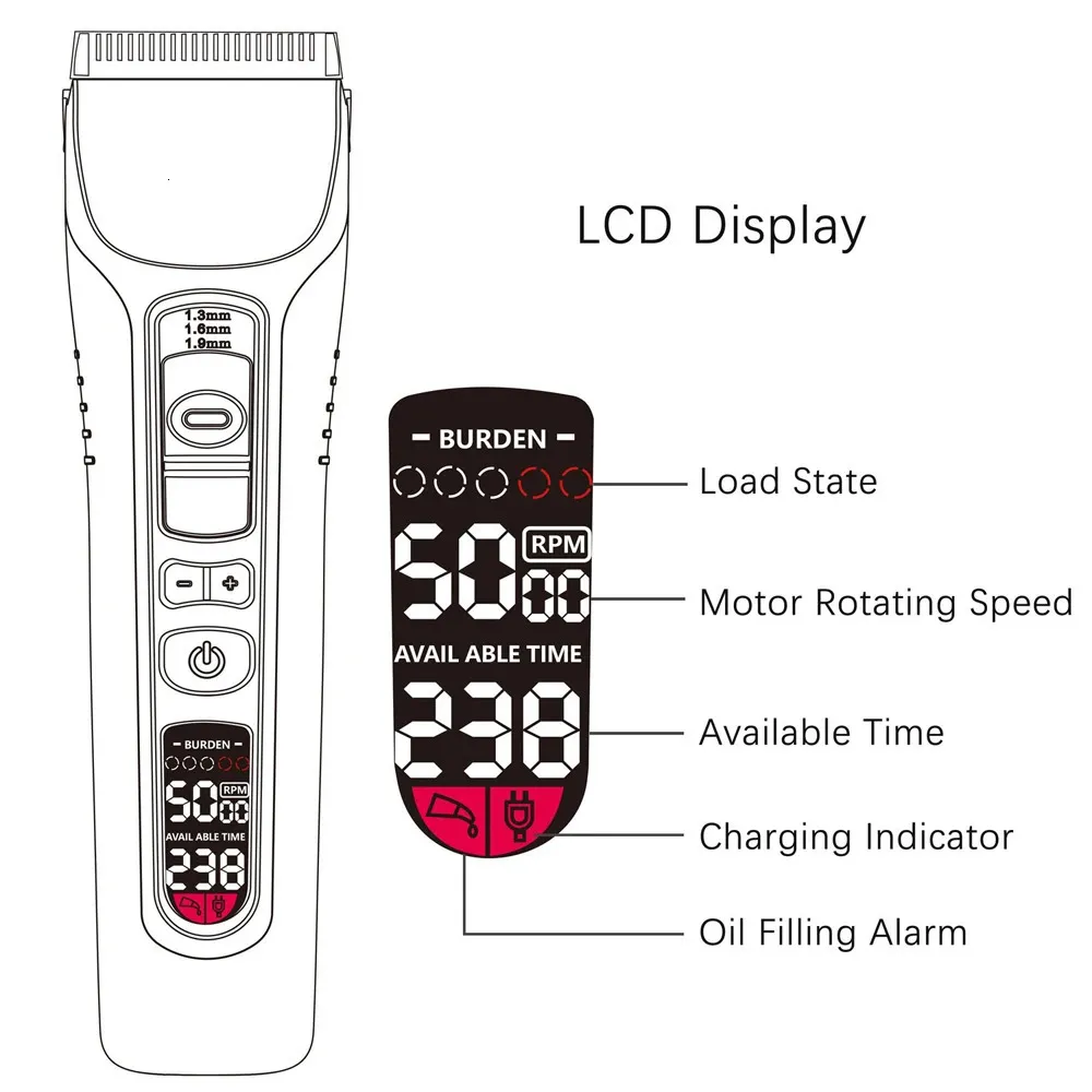 Unique LCD Hair Clipper USB Rechargeable Trimmer with Moving Blade for ...
