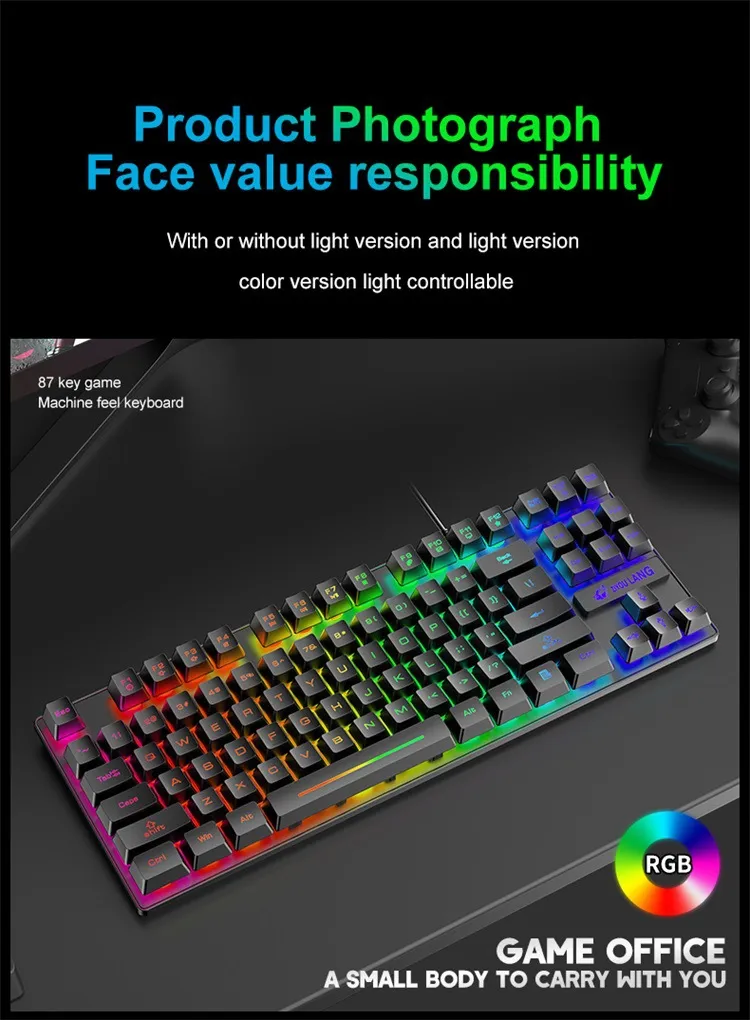 DHgate.com:K16 87-Key RGB Wired Gaming Keyboard: PBT Keycaps, Hot ...