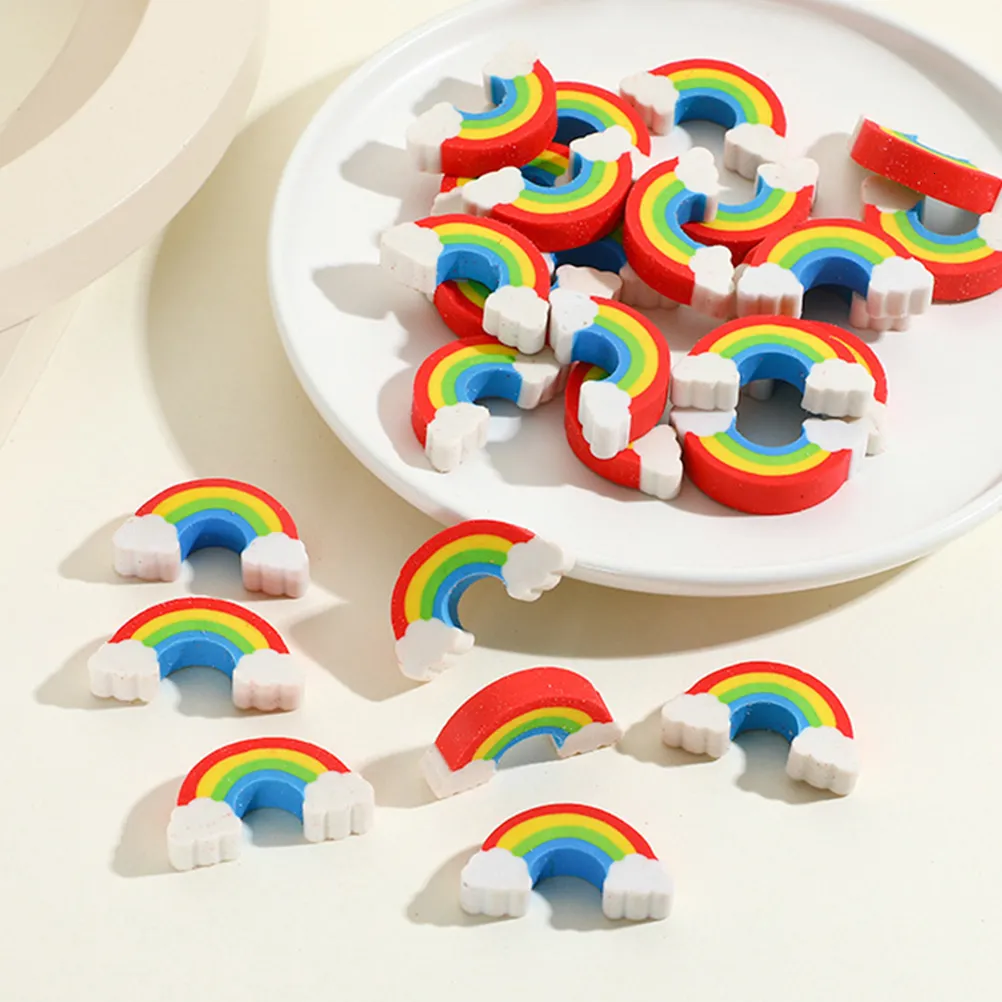 Rainbow Erasers Cartoon Mini Erasers Writing Supply Cartoon Pencil ...