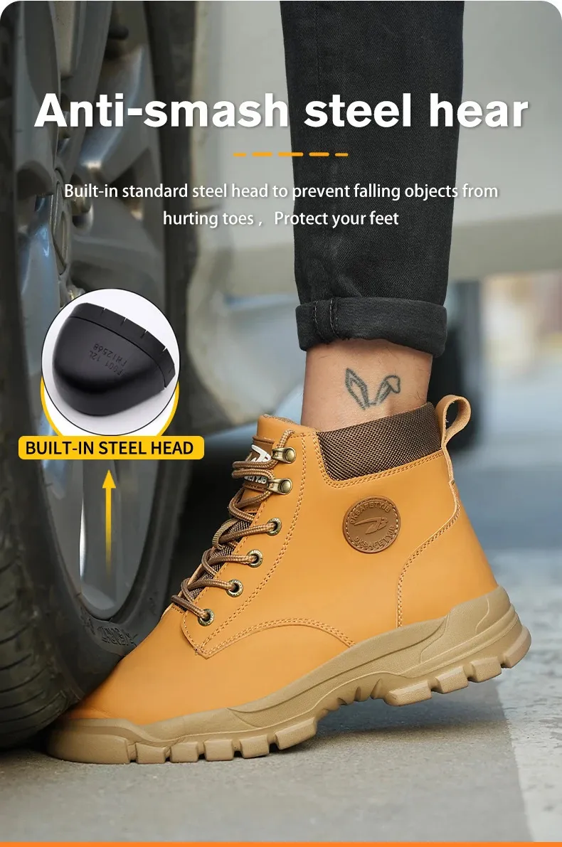 Men's Steel Toe Protective Work Boots: Anti-Smash, Anti-Puncture ...