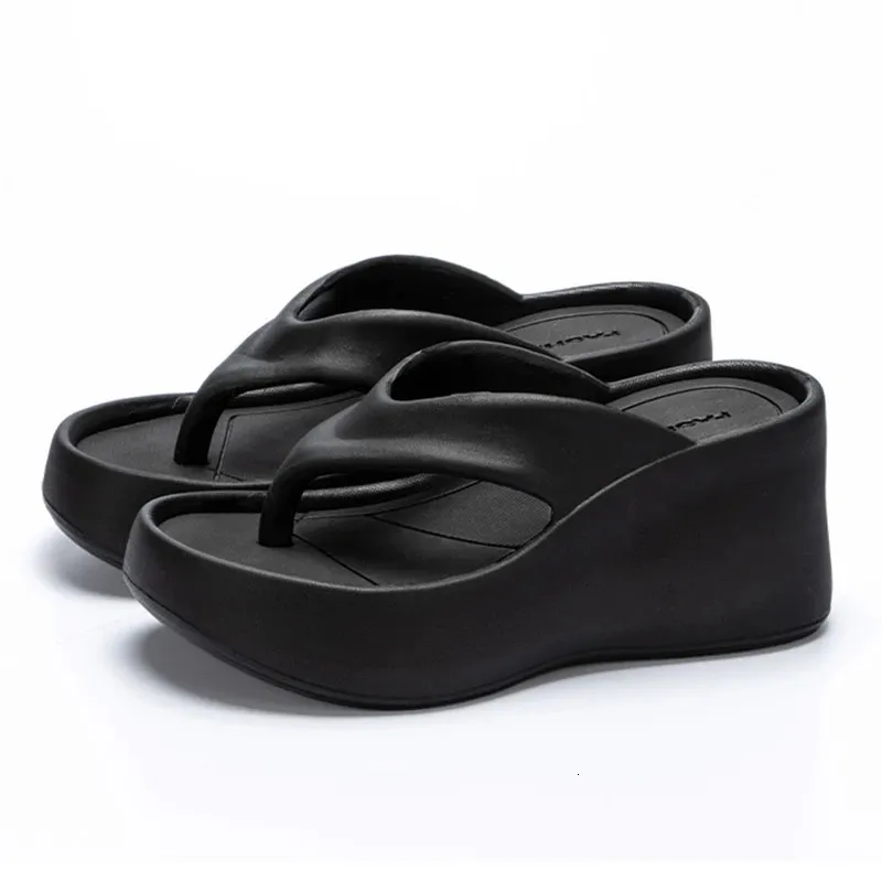 High Heels Flip Flops Women Summer Clip Toe Wedges Sandals Chunky ...