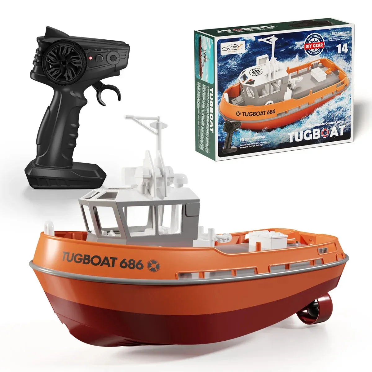 RC Ship 1/72 Dual Motors Remote Control Tugboat Model Toy w/ 2.4G ...