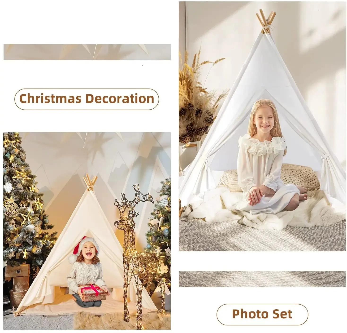 Portable Kids Teepee Tent: 1.35m Children's Play House Wigwam - Perfect ...