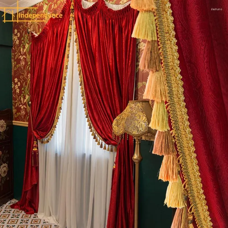 Rust Red Velvet curtains and sheers with Embossed Head Perfect for Living Dining and Bedroom
