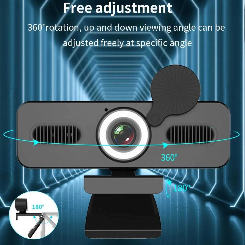 TIHRIC C360 4K Mini Webcam with Microphone USB PC Camera and Fill Light ...