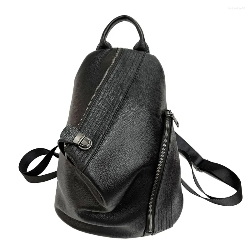 Multifunctional Anti Theft Cow Leather Backpack For Women Genuine Black ...