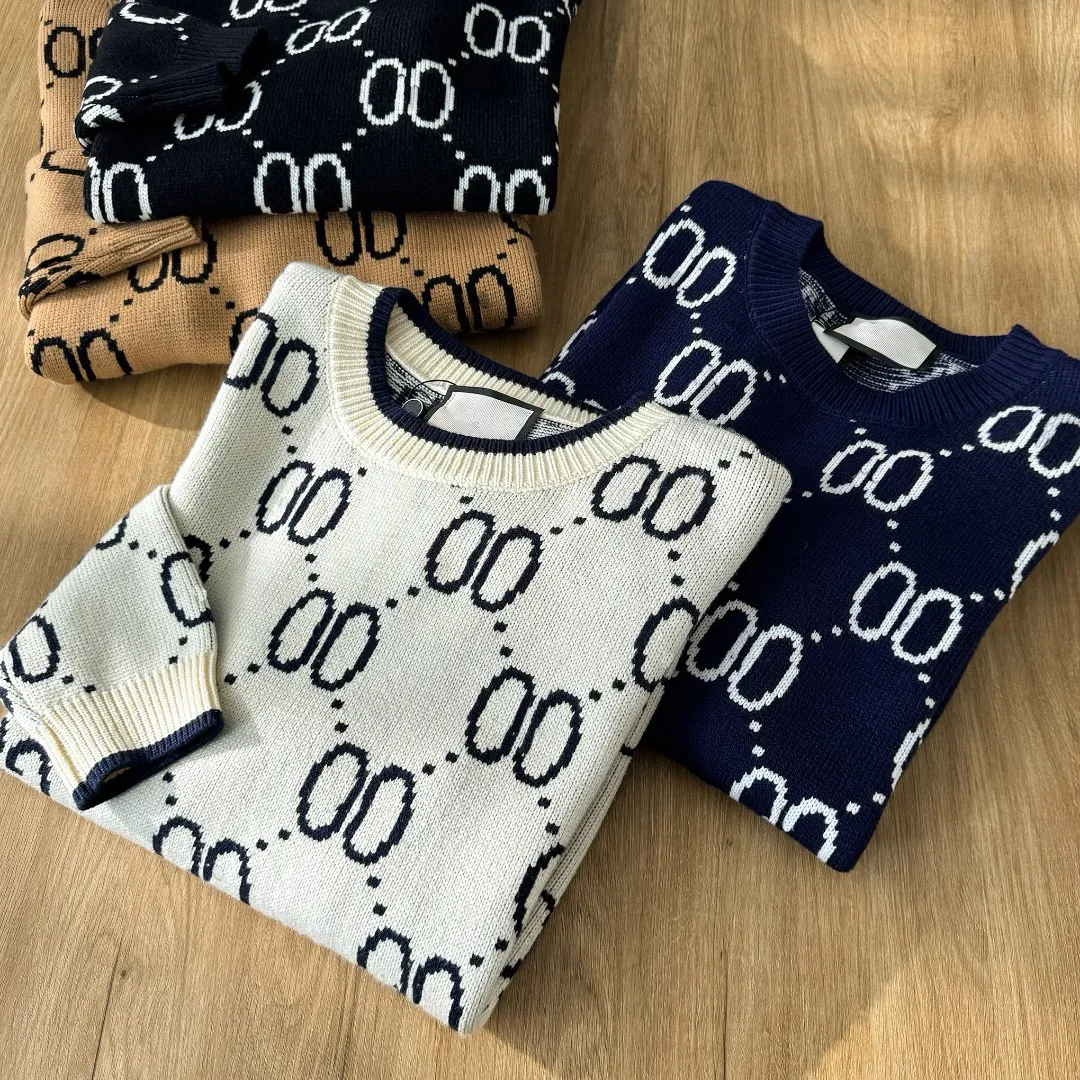 Men's Classic Letter Pullover Sweater 100% Cotton Wool Blend Long ...