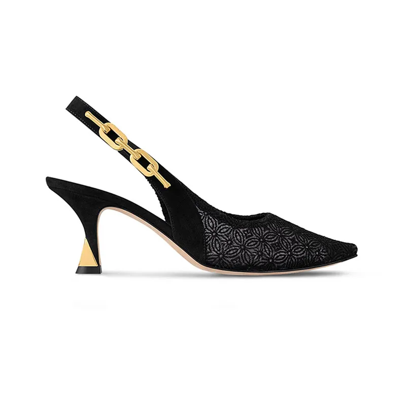 Designer Calfskin Flared High Heels - Top Mirror Quality Slingback ...