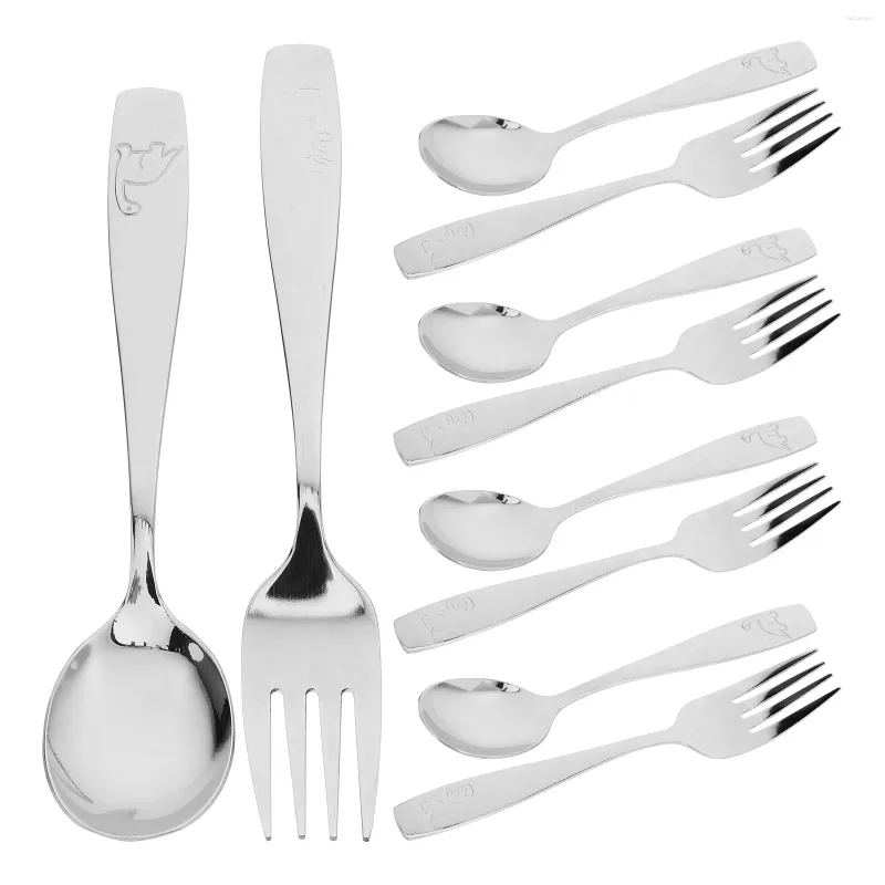 Flatware Sets 5 Toddler Tableware Baby Spoon Spoons Forks Kids Kit ...