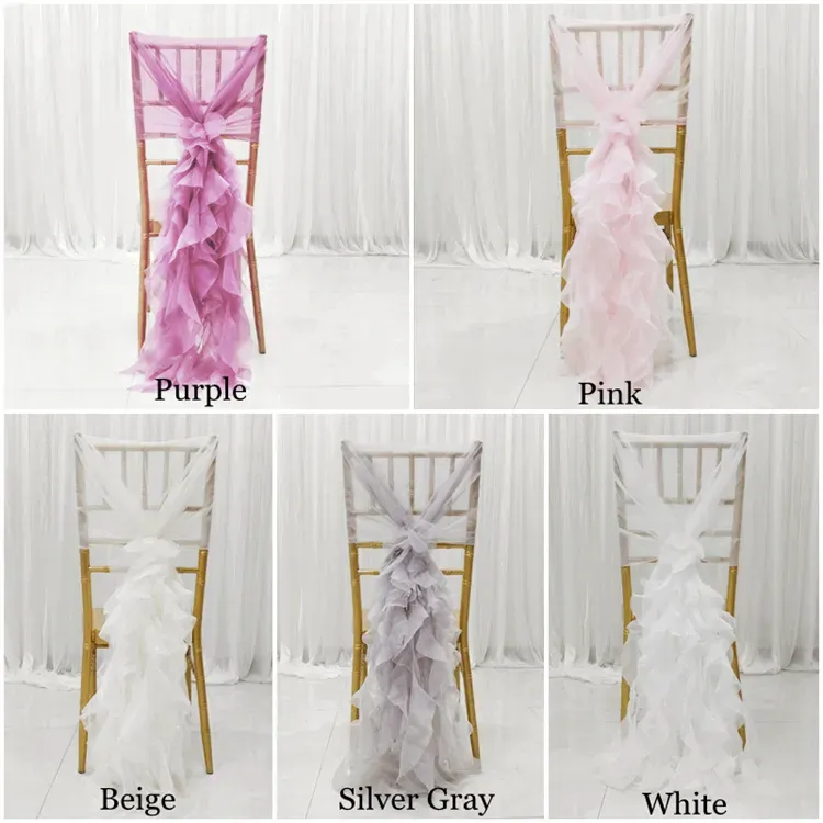 Chiffon Ruffle Chair Sash for Wedding Chiavari Chairs - Guaze Chair ...