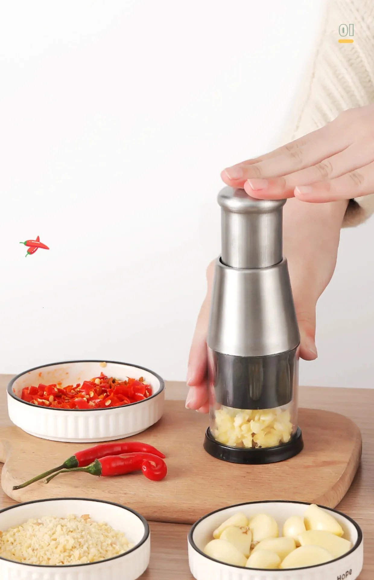 Durable Multifunctional Manual Onion Shredder, Garlic Crusher, Food ...