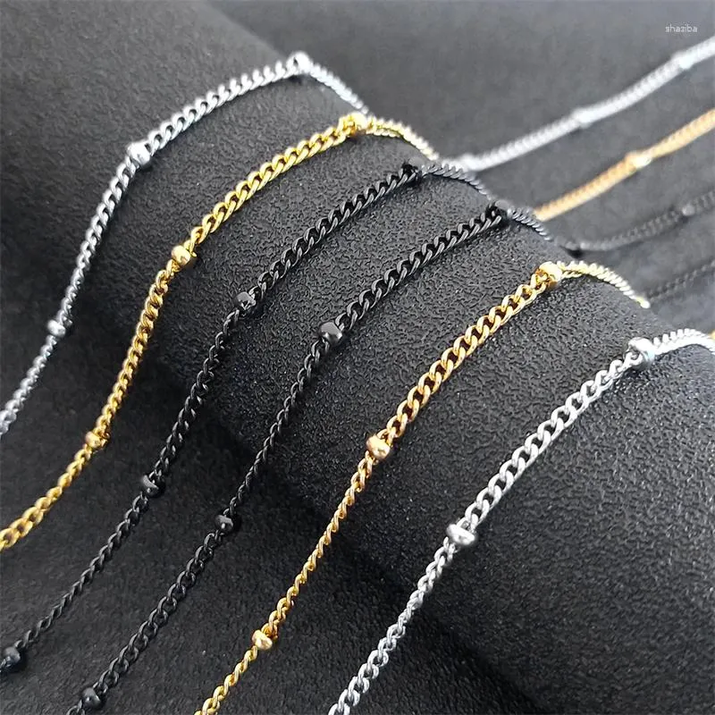 Gold Stainless Steel Aesthetic Flat Link Spacer Silver Black Beads ...