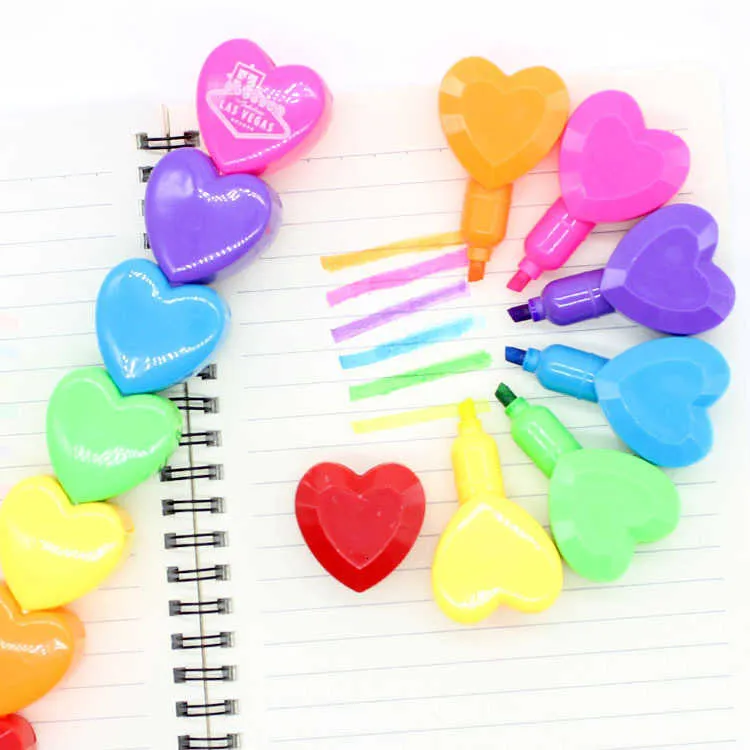 Creative Combination Highlighter Set - Six Heart-Shaped Sections ...