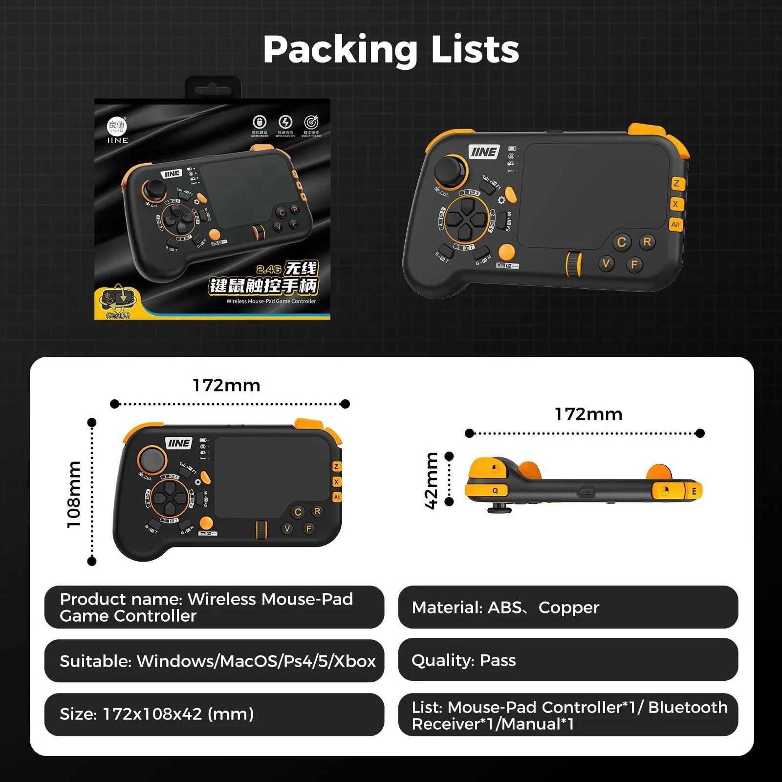 IINE Wireless Gaming Controller with Mouse Pad, Keyboard, and Mouse ...