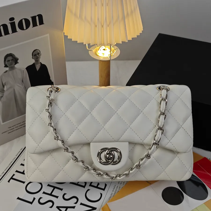 Luxury Designer Quilted Chain Shoulder Bag With Plaid Flap, Caviar ...