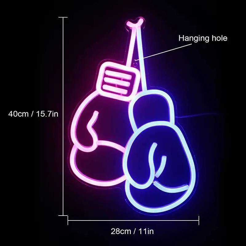 LED Boxing Heated Golf Gloves Sign Lamp Acrylic Wall Hanging For Gym ...