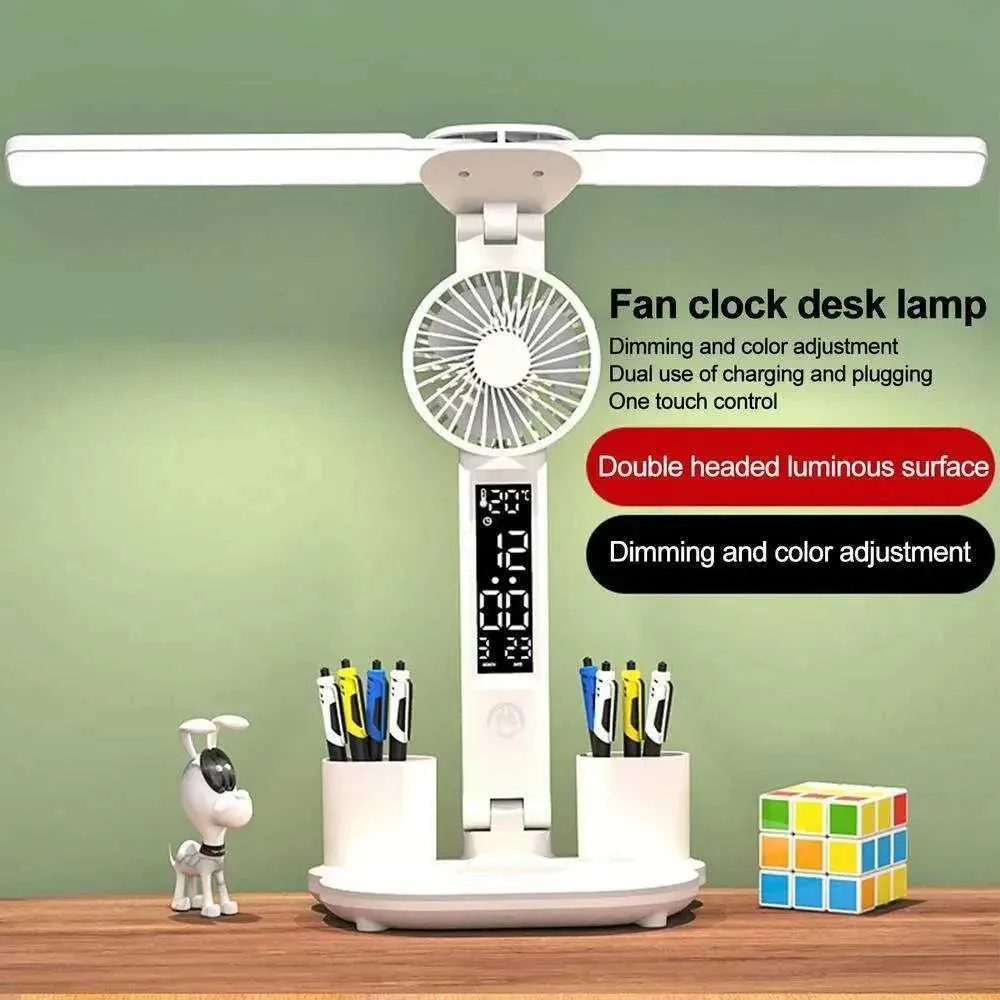 DHgate.com:Rechargeable LED Desk Lamp with Fan, Clock, and USB Charging ...