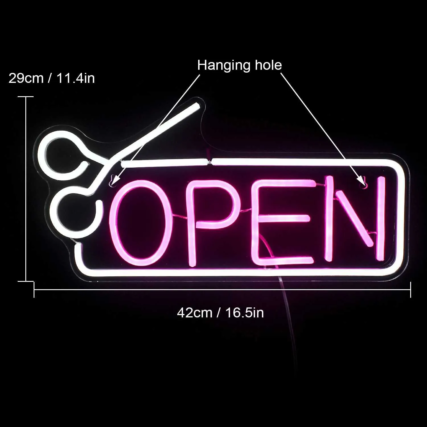 LED Neon Hair Salon Sign USB Powered Open N Sign With Switch For Store ...