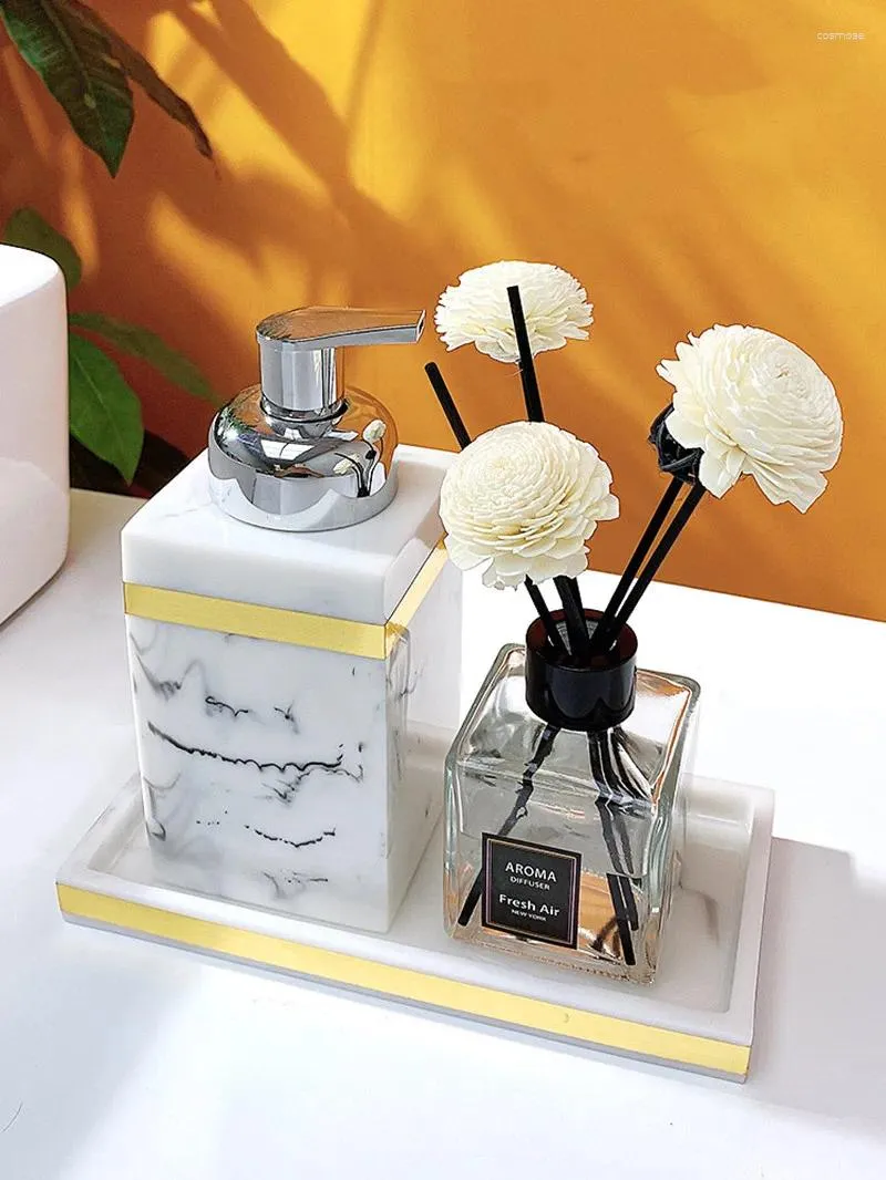 Marble Texture Resin Bathroom Tray 500ml Hand Wash Gel And Lotion ...