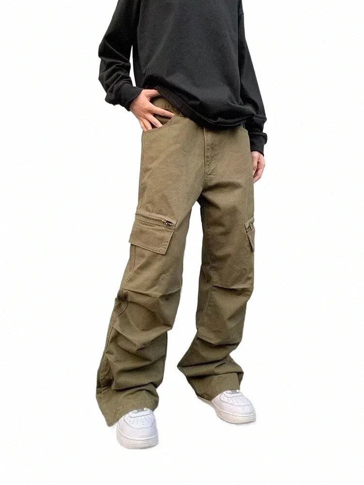 2024 Cyber Y2K Streetwear Green Baggy Cargo Jeans Bants For Men Closy ...