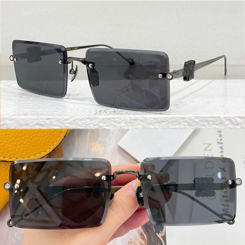 Retro Womens Designer Square Sunglasses LW5090 Metal Minimalist Rimless ...