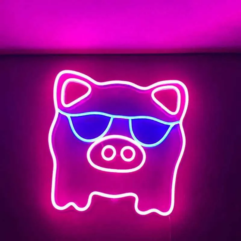 LED Neon Sign Mini Pig N Sign Cool Pig Led N Light Sign Custom Anime N ...