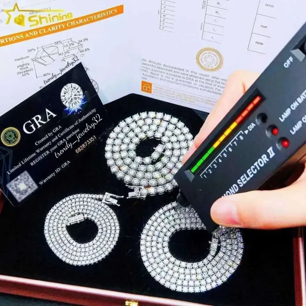 Sterling Sier Vvs Moissanite Diamond Chain Iced Out Chain Diamond ...