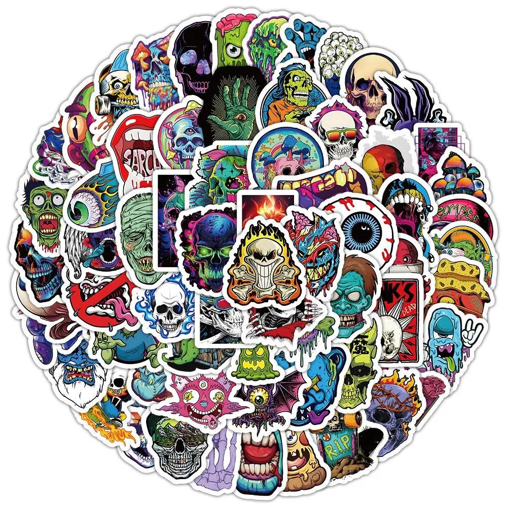Waterproof Punk Skull Sticker Decals for Laptops, Cars, Bikes, Luggage ...