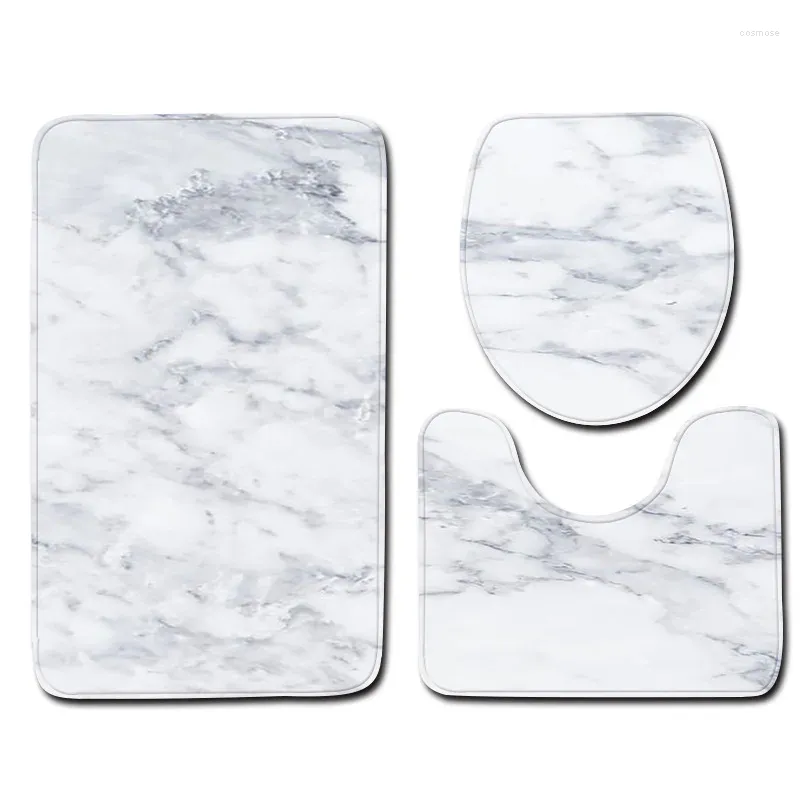 Bathroom Toilet Seat Covers Marble Printed Antislip Mat Set for Toilet ...