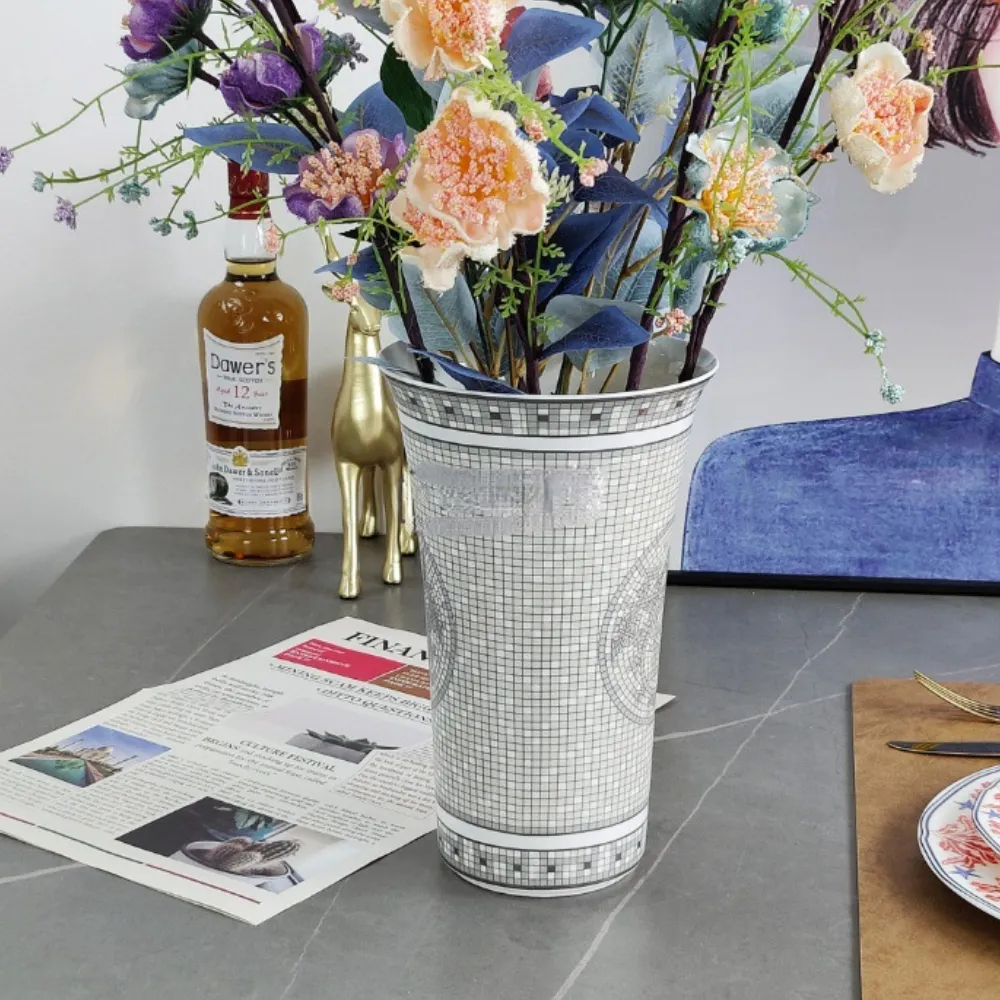 European Mosaic Bone Designer Textured Vase For Living Room, Study ...