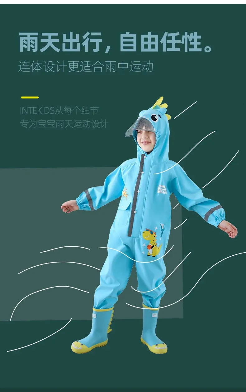 Children's Raincoat: Waterproof Hooded Jumpsuit for Boys and Girls Ages ...