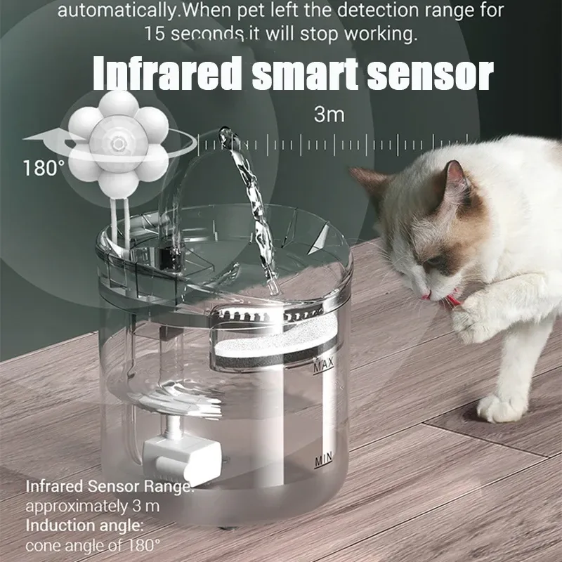 DHgate.com:Smart 2L Water Fountain for Pets w/ Faucet, Motion Sensor ...