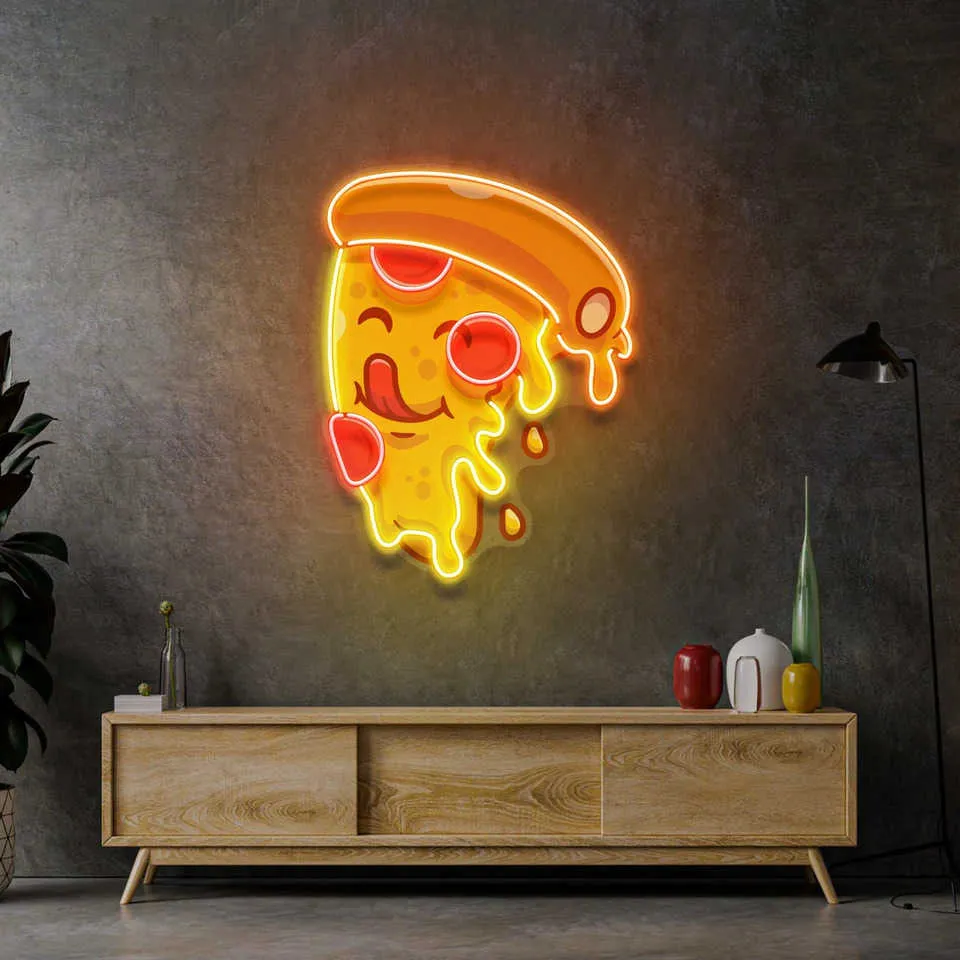 LED Neon Sign Pizza Food N Sign Wall Decor USB Powered Kitchen ...