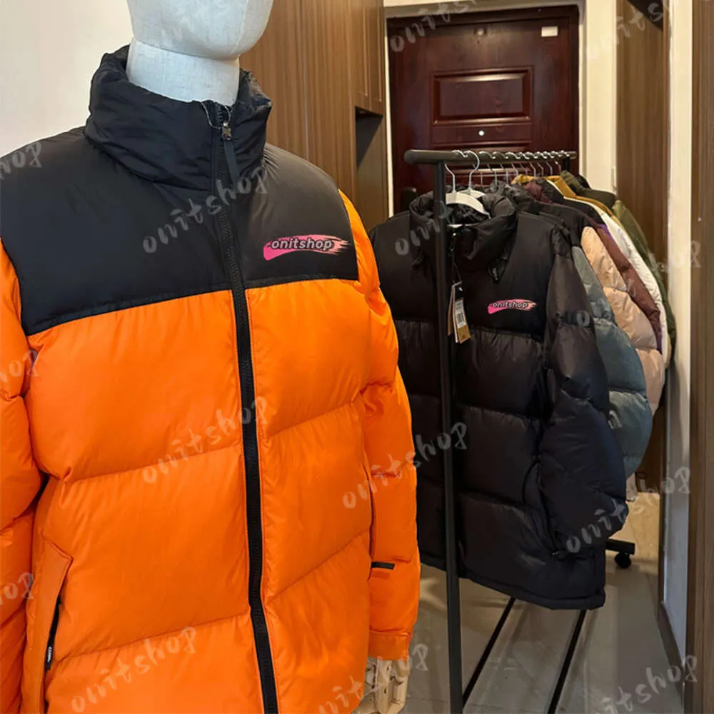 Designer Winter Puffer Orange Puffer Jacket For Couples Embroidered ...