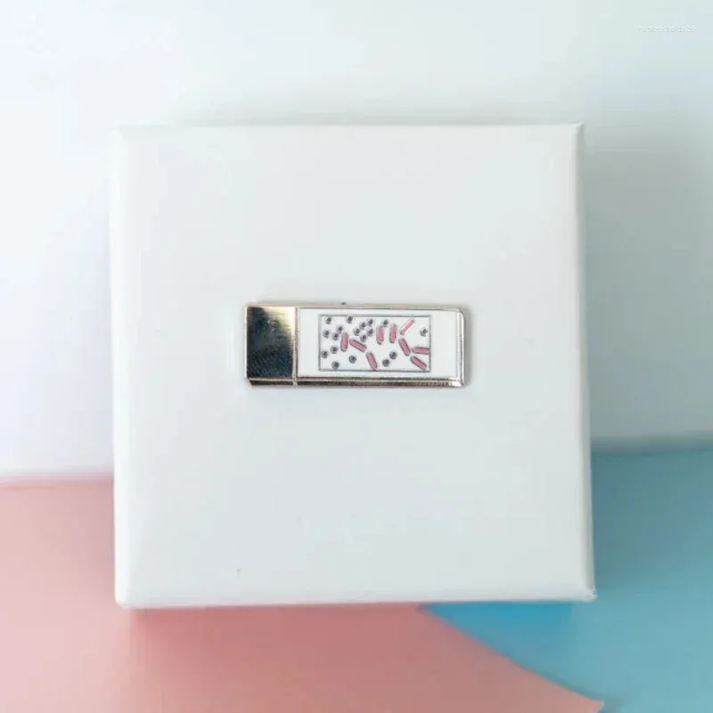 Exquisite Microscope Slide Small Silver Brooch With Gram Stain Enamel ...