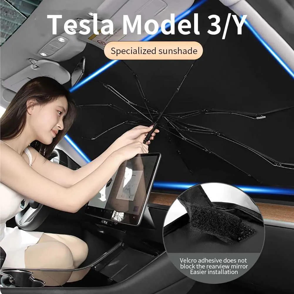 Tesla Car Windshield Sun Shade Umbrella - UV Protection Visor for Model ...